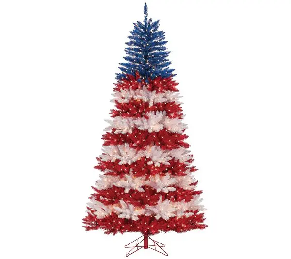 GERSON INTERNATIONAL 7.5' Patriotic America Tree In Red, White And B Lue - One-color