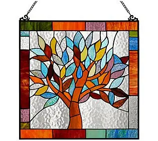 RIVER OF GOODS 18'h Stained Glass Mystical Tree Window Panel - One-color