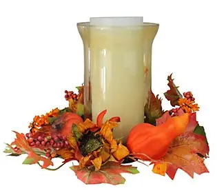 NORTHLIGHT Sunflower & Pumpkin Hurricane Pillar Candle Holder - One-color