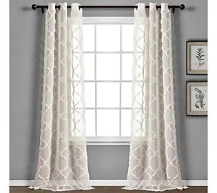 LUSH DECOR Avon Trellis Grommet Sheer 38'x84' Window Pa Nels - One-color