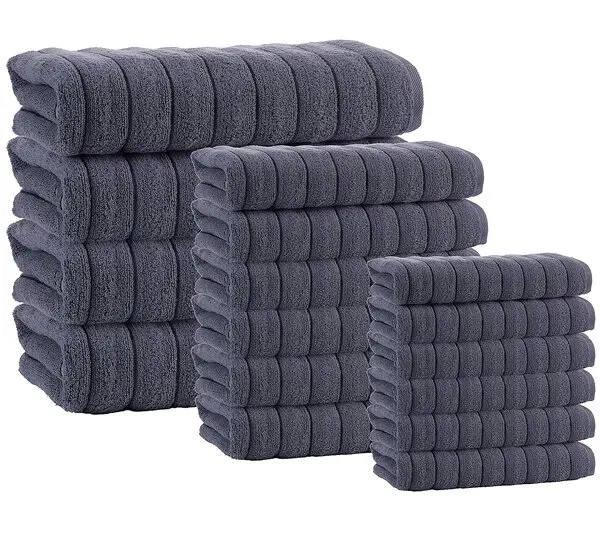 DEPERA HOME Vague Turkish Cotton 16-piece Towel Set - One-color