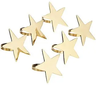 DESIGN IMPORTS Gold Star Napkin Ring Set Of 6 - One-color
