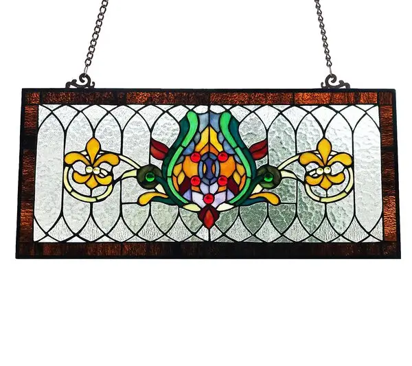 RIVER OF GOODS 30'l Fleur De Lis Stained Glas S Window Panel - One-color