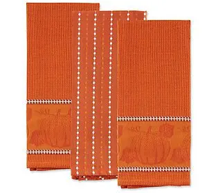 DESIGN IMPORTS Set Of 3 Harvest Kitchen Towels - One-color