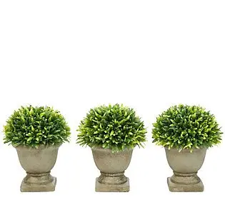 PURE GARDEN Set Of Three 7.5' Potted Artificial Podocarpus - One-color