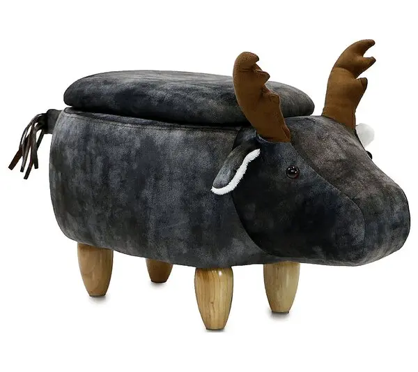 HANOVER Critter Sitters 15' Seat Height Gray Moose Stor Age Ottoman - One-color