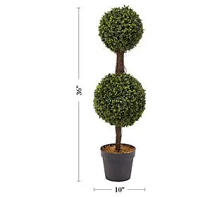 PURE GARDEN 36' Artificial Podocarpus Double Ba Ll Topiary