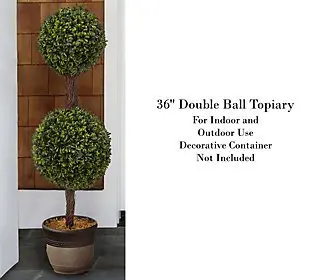 PURE GARDEN 36' Artificial Podocarpus Double Ba Ll Topiary
