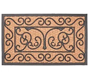 GEO CRAFTS Tuffcor Rectangle Scroll Coir And Rubber Doorma T