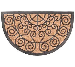 GEO CRAFTS Tuffcor Half Round Scroll Coir And Rubber Doorm - One-color