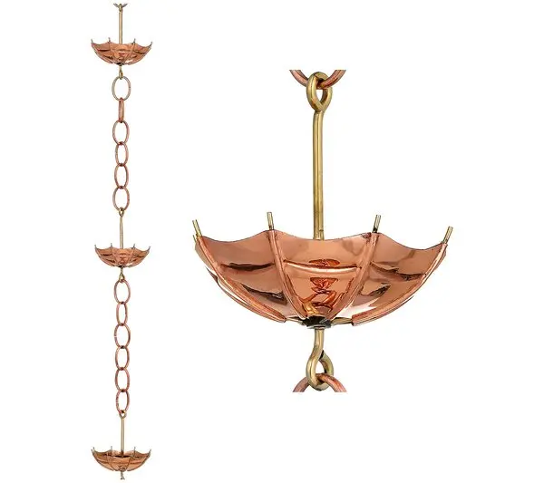 GOOD DIRECTIONS Pure Copper Umbrella 8.5' Rain Chain Good Di Rections - One-color