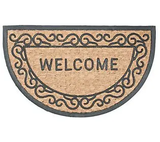 GEO CRAFTS Tuffcor Half Round Welcome Scroll Coir And Rubb Er Doormat - One-color
