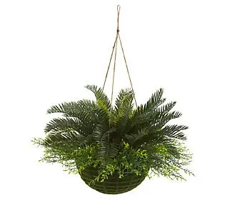 NEARLY NATURAL Cycas Artificial Plant Hanging Basket Nearl Y Natural - One-color