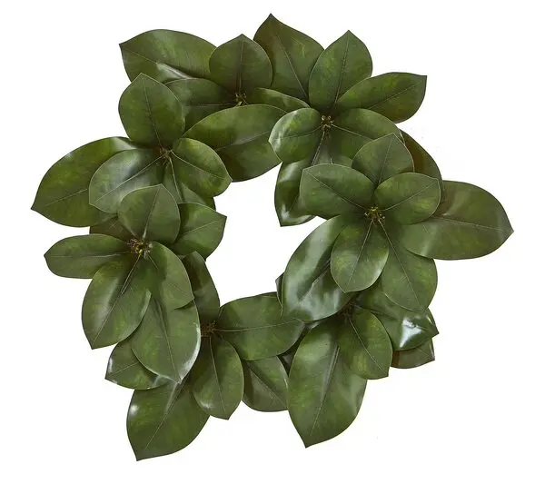 NEARLY NATURAL 22' Magnolia Leaf Artificial Wreath Nearly N Atural - One-color