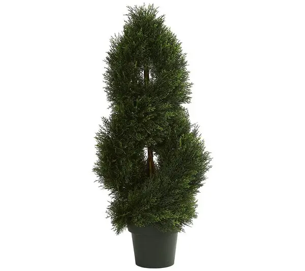 NEARLY NATURAL Double Pond Cypress Spiral Topiary Tree Near Ly Natural - One-color