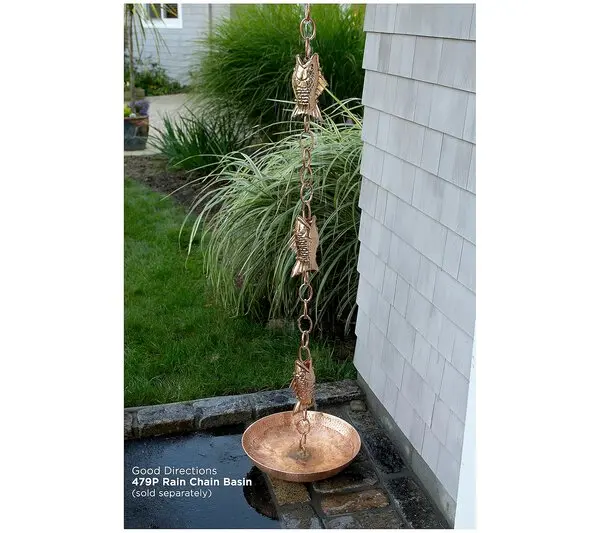 GOOD DIRECTIONS Pure Copper Fish 8.5' Rain Chain Good Direct Ions