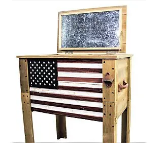 BACKYARD EXPRESSIONS Wooden American Flag Coole R 57 Quart
