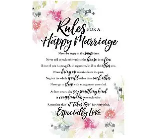 DEXSA COMPANY Dexsa Rules For Happy Marriage Wood Plaque With Easel - One-color