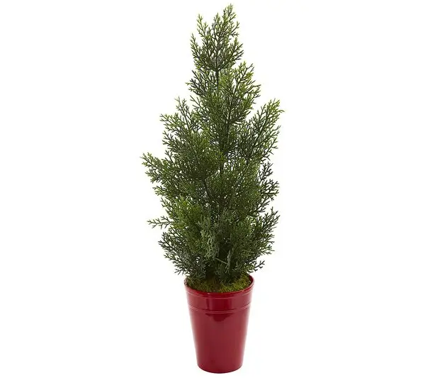 NEARLY NATURAL 27' Mini Cedar Pine Tree In Planter Nearly N Atural