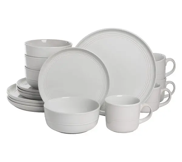 10 STRAWBERRY STREET Double Line 16 Piece Dinnerware Set - One-color