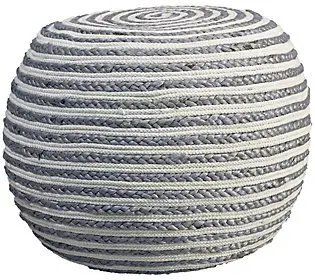 OX BAY TRADING CO. Ox Bay Silver Braided Pouf - One-color