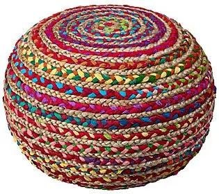 OX BAY TRADING CO. Ox Bay Recycled Natural Braided Pouf - One-color