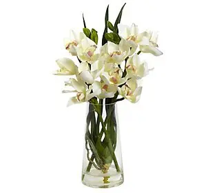 NEARLY NATURAL Cymbidium Orchid With Vase By - One-color