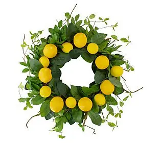 NORTHLIGHT Lemons And Assorted Foliage Spring Wreath Yell Ow And Green - One-color