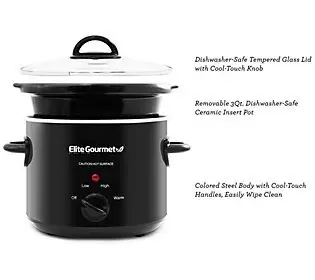 ELITE Gourmet 3-qt Slow Cooker