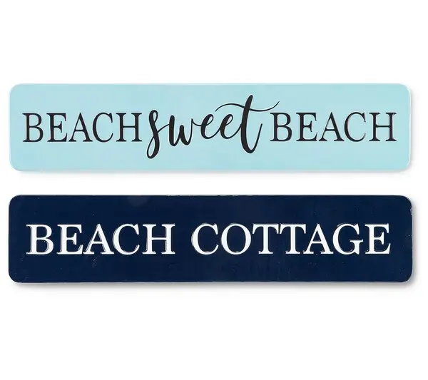 GERSON INTERNATIONAL Set Of 2 36' Long Metal Beach-themed Wall Signs Gerson Co - One-color