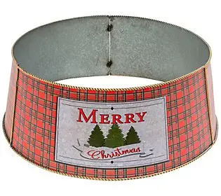GERSON INTERNATIONAL 27.75-in L Metal Holiday Plaid Tree Collar G Rson Co - One-color