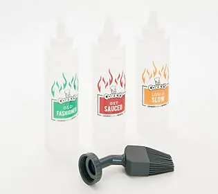 CORKY'S Set Of 3 Sauce Bottles With Silicone Brush Head - One-color