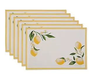 DESIGN IMPORTS Lemon Bliss Placemats Set Of 6 - One-color