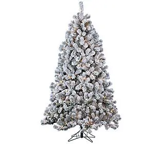 GERSON INTERNATIONAL 7' Pre-lit Flocked Montana Pine With 500 Clear Ghts - One-color