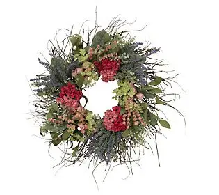 GERSON INTERNATIONAL 24' Natural Twig & Mixed Flower Wreath Gerso N Co - One-color