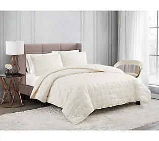 Badgley Mischka Home Tufted Matte Satin King Qu Ilt Set - One-color