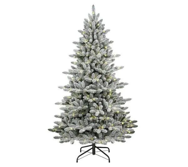 PULEO INTERNATIONAL Puleo Pre-lit 7.5' Flocked Bennington Fir Chris Tmas Tree - One-color