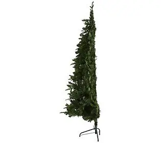 NEARLY NATURAL 7' Lit Spruce Flat Back Christmas Tree Nearl Y Natural
