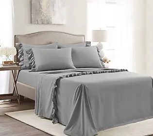 LUSH DECOR Reyna Ruffle 6pc Queen Sheet Set By