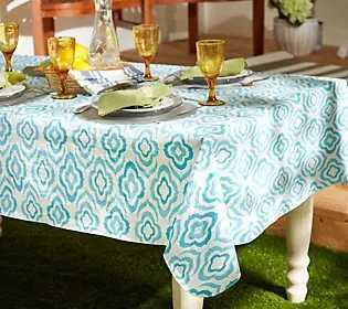 DESIGN IMPORTS 70' Round Ikat Vinyl Tablecloth - One-color
