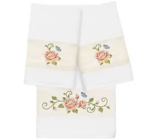 LINUM HOME TEXTILES Rebecca 3pc Embellished Tow El Set - One-color