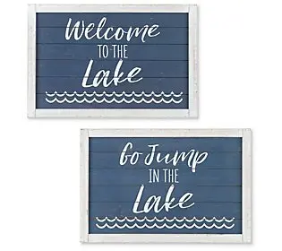 GERSON INTERNATIONAL Set Of 2 23.63' Long Wooden Lake-themed Signs B Y Gerson Co - One-color