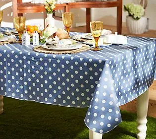 DESIGN IMPORTS 70' Round Polka Dot Vinyl Tablec Loth - One-color