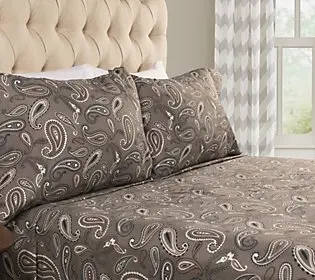 SUPERIOR Cotton Flannel Deep Pocket Paisley She Et Set, Queen - One-color
