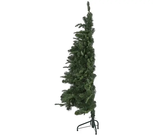 NEARLY NATURAL 5' Lit Spruce Flat Back Christmas Tree Nearl Y Natural