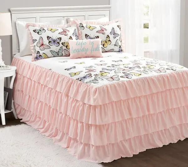 LUSH DECOR Flutter Butterfly 4-piece Full Bedspread Set By
