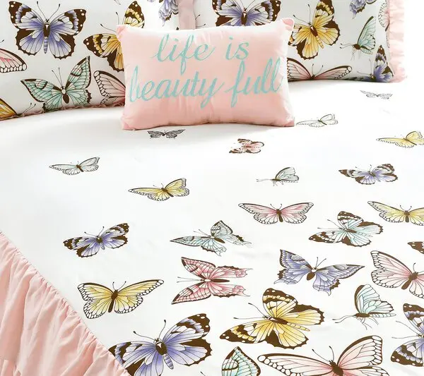 LUSH DECOR Flutter Butterfly 4-piece Full Bedspread Set By