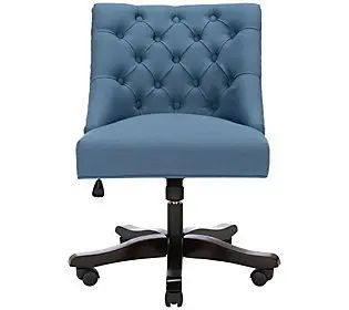 SAFAVIEH Soho Navy Linen Tufted Swivel Desk Chair Saf Avieh - One-color