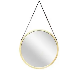 INFINITY Instruments 18' Round Wall Mirror, Lig Ht Wood Frame