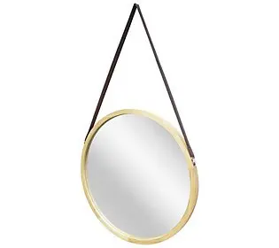 INFINITY Instruments 18' Round Wall Mirror, Lig Ht Wood Frame